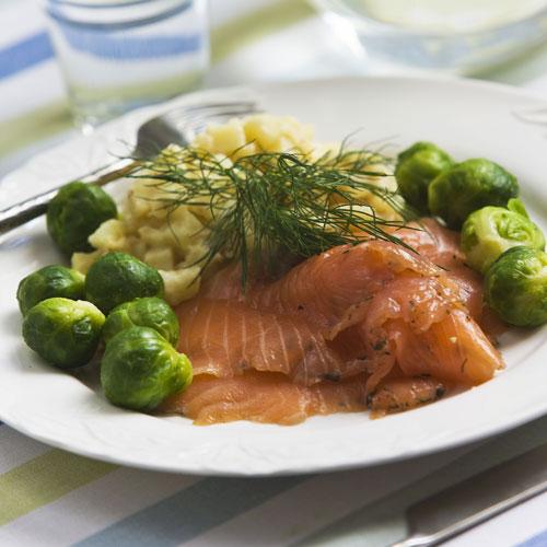 Stuvad potatis med senap och gravad lax - Hemmets Journal