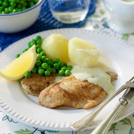 Stekt fiskfilé med citronsås - Hemmets Journal