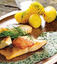 Halstrad röding med gräslökssås - Icakuriren