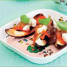 Stekt aubergine med ugnsbakad paprika - Icakuriren